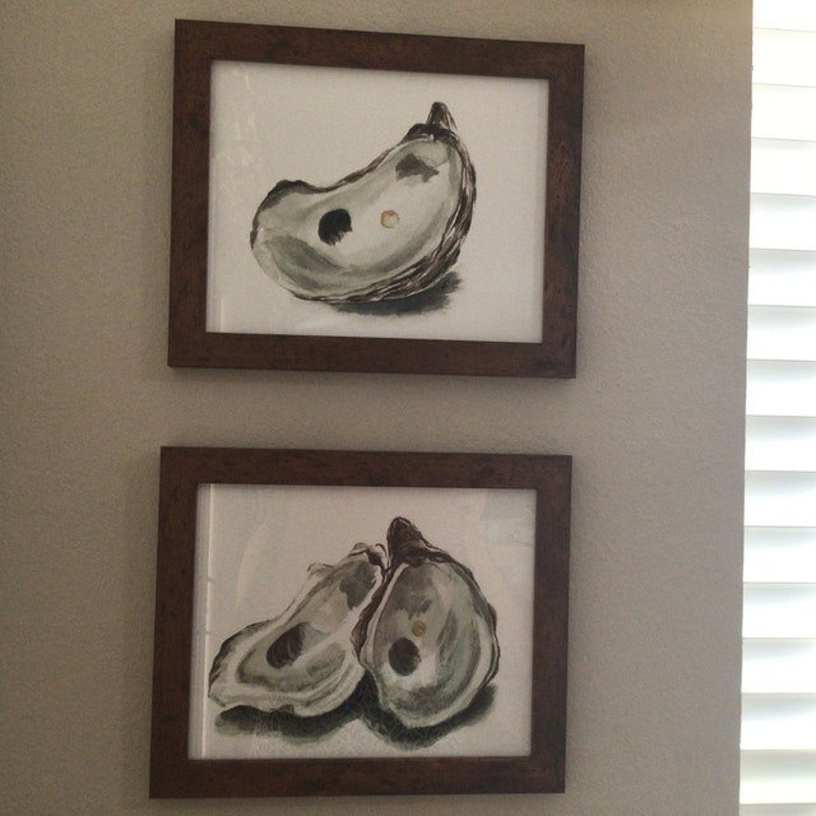 Oyster Shell Watercolor Art Print | Etsy