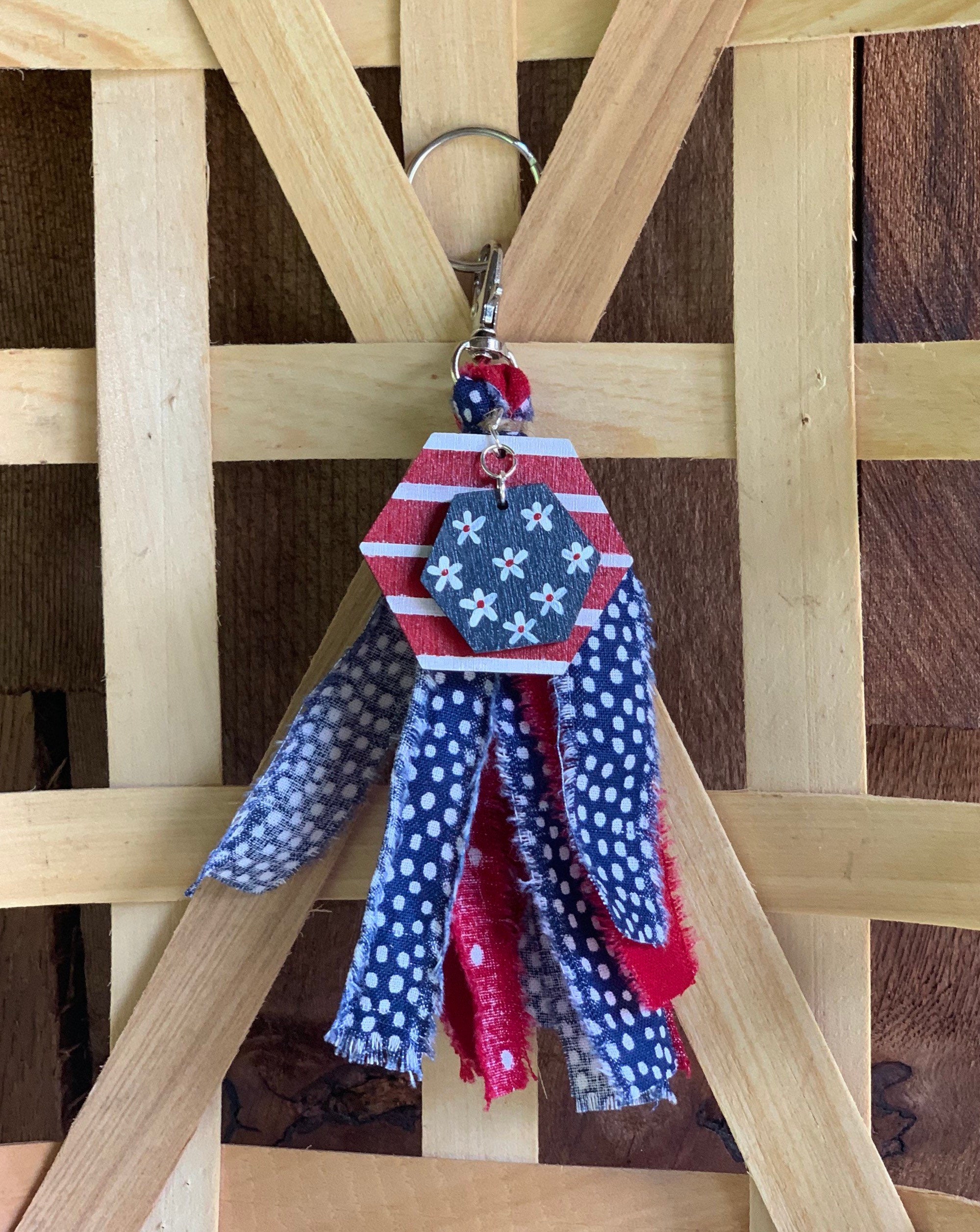 Patriotic Keychain / Tassel Keyring / Fabric Tassel | Etsy