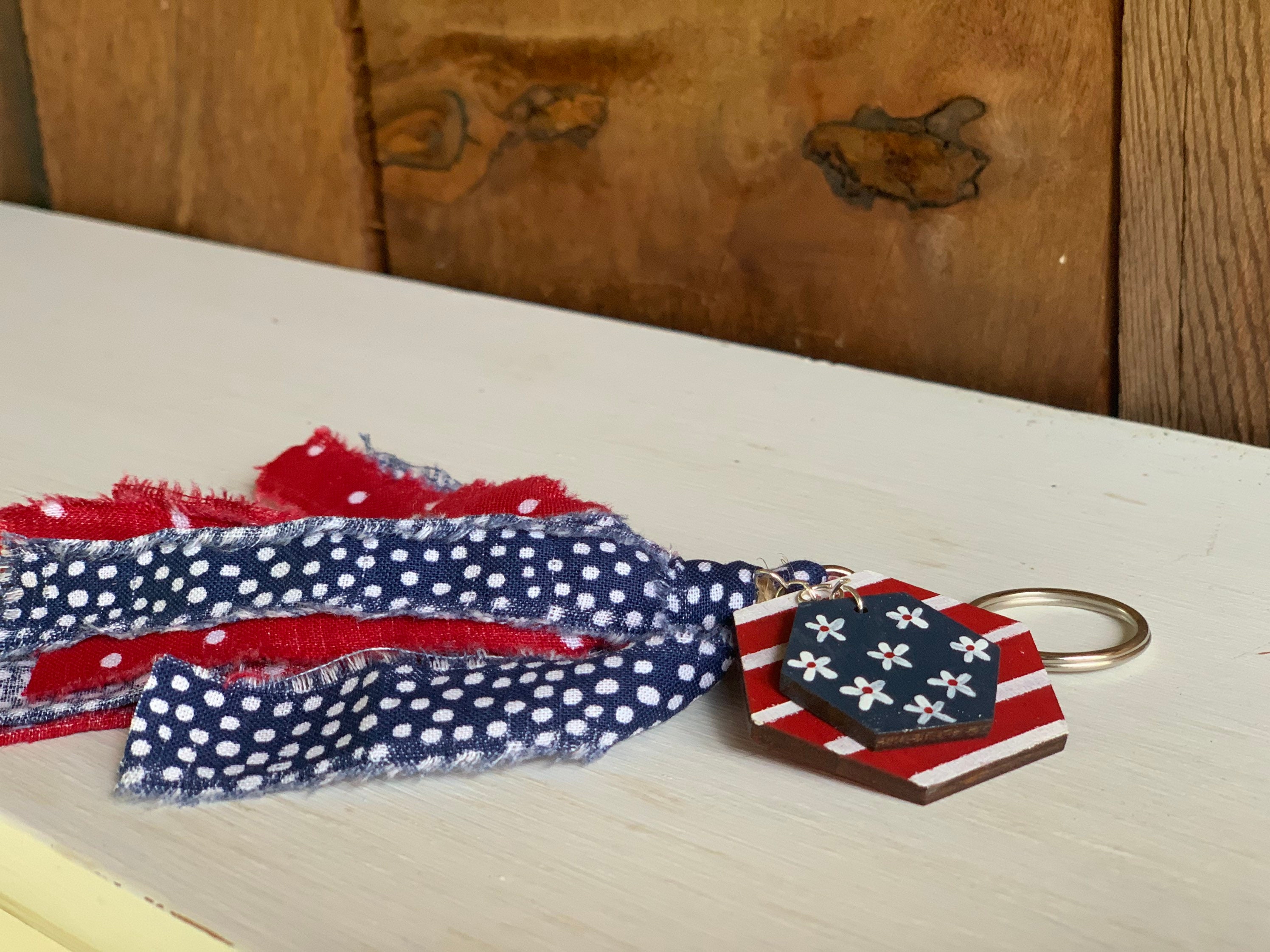 Patriotic Keychain / Tassel Keyring / Fabric Tassel | Etsy