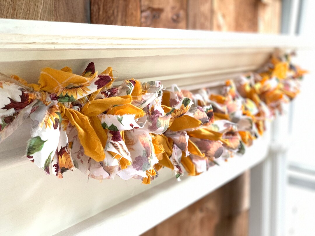 Sunflower Farmhouse Garland / Handmade Fall Rag Garland / - Etsy