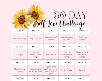 30 Day Self Love Challenge Printable - Etsy
