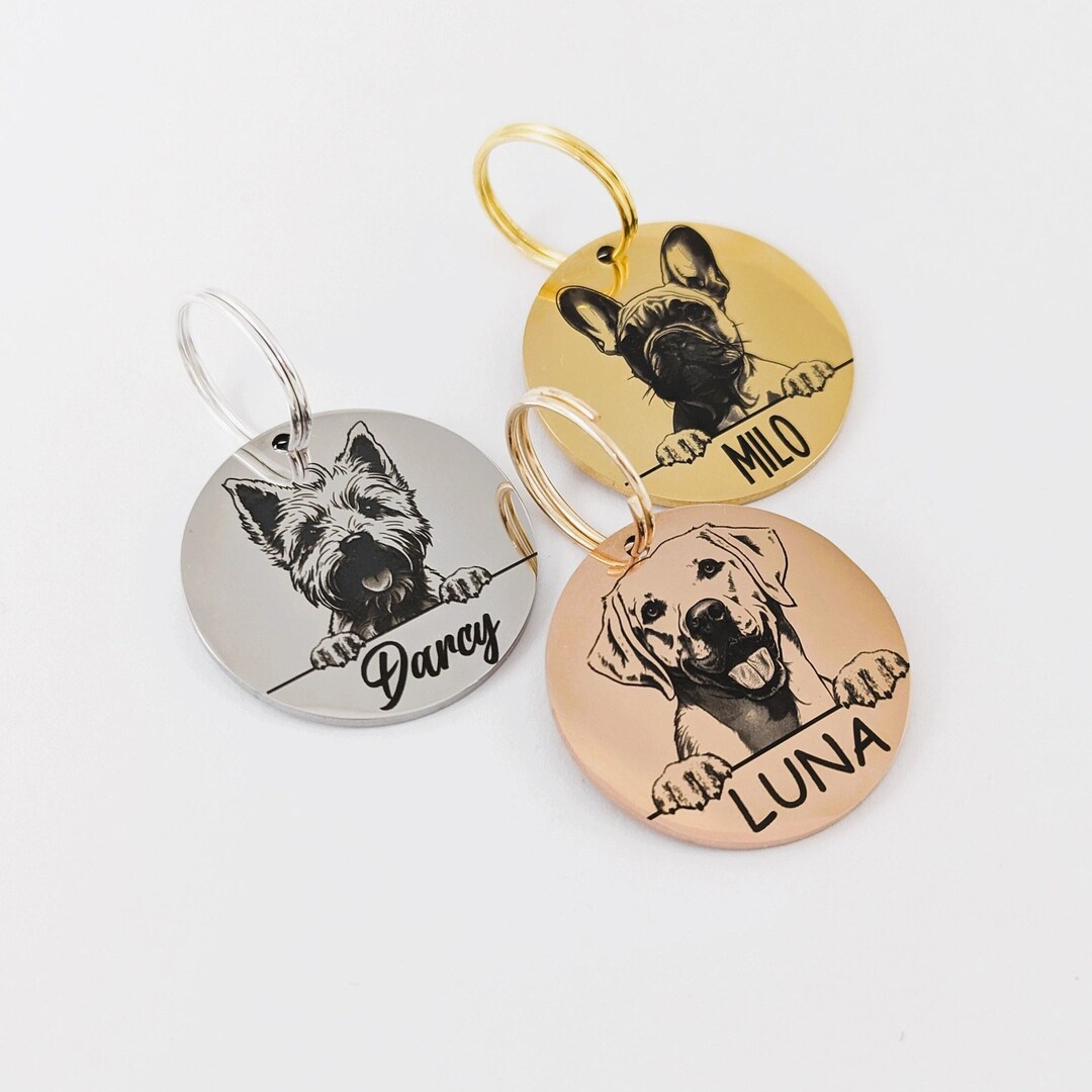 Dog Tag, Name Tag, Pet ID, Dog Name Disc, Engraved Stainless Steel ...