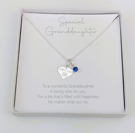 Granddaughter I Love You Heart 925 Sterling Silver Personalised Jewellery Gift for Girls Etsy