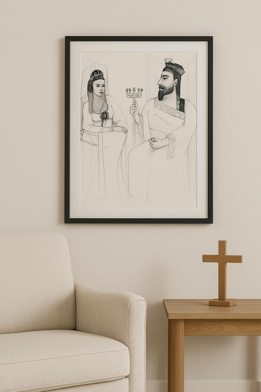 Biblical Pencil Drawing – the Bride and the King – Christian Wall Art ...