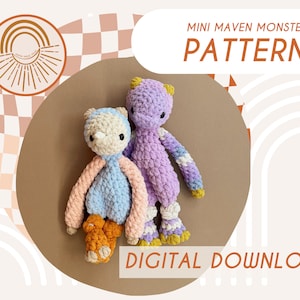 MINI Maven Monster Knotted Lovey — Crochet Monster PATTERN - Etsy