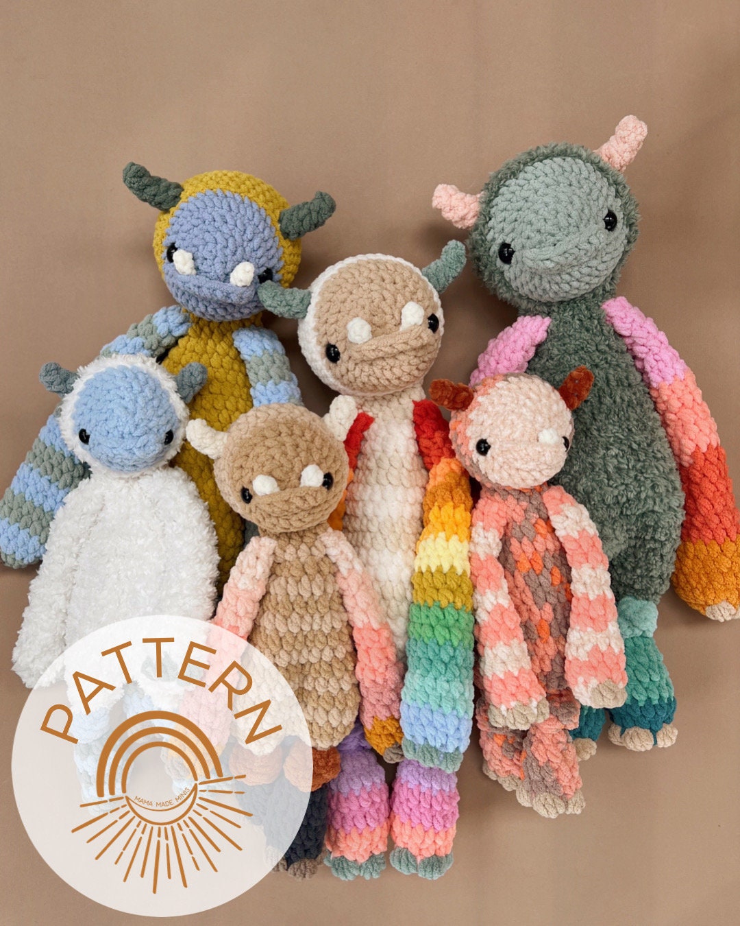Big + Little Maven Monster Knotted Lovey — Crochet Monster PATTERN - Etsy
