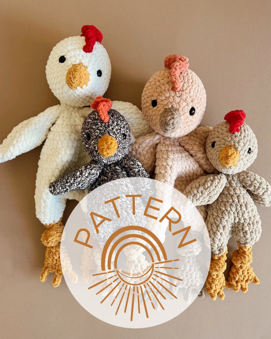 Big + Little Chickie Knotted Lovey — Crochet Chicken PATTERN - Etsy