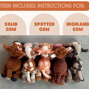 LITTLE Crosby Cow Knotted Stuffed Plushie — Crochet Cow PATTERN (low ...