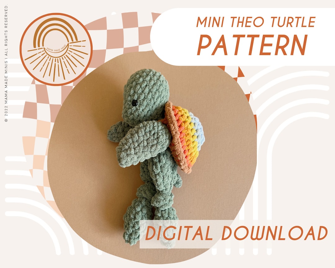 MINI Theo Turtle Knotted Lovey — Crochet Turtle PATTERN - Etsy