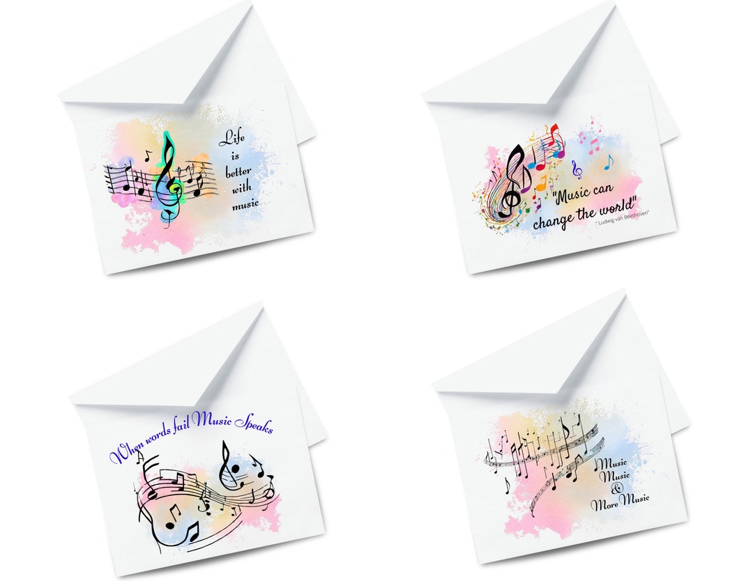 Musical Note Card Set, Blank Music Greeting Cards, Note Card Sets, Gift ...