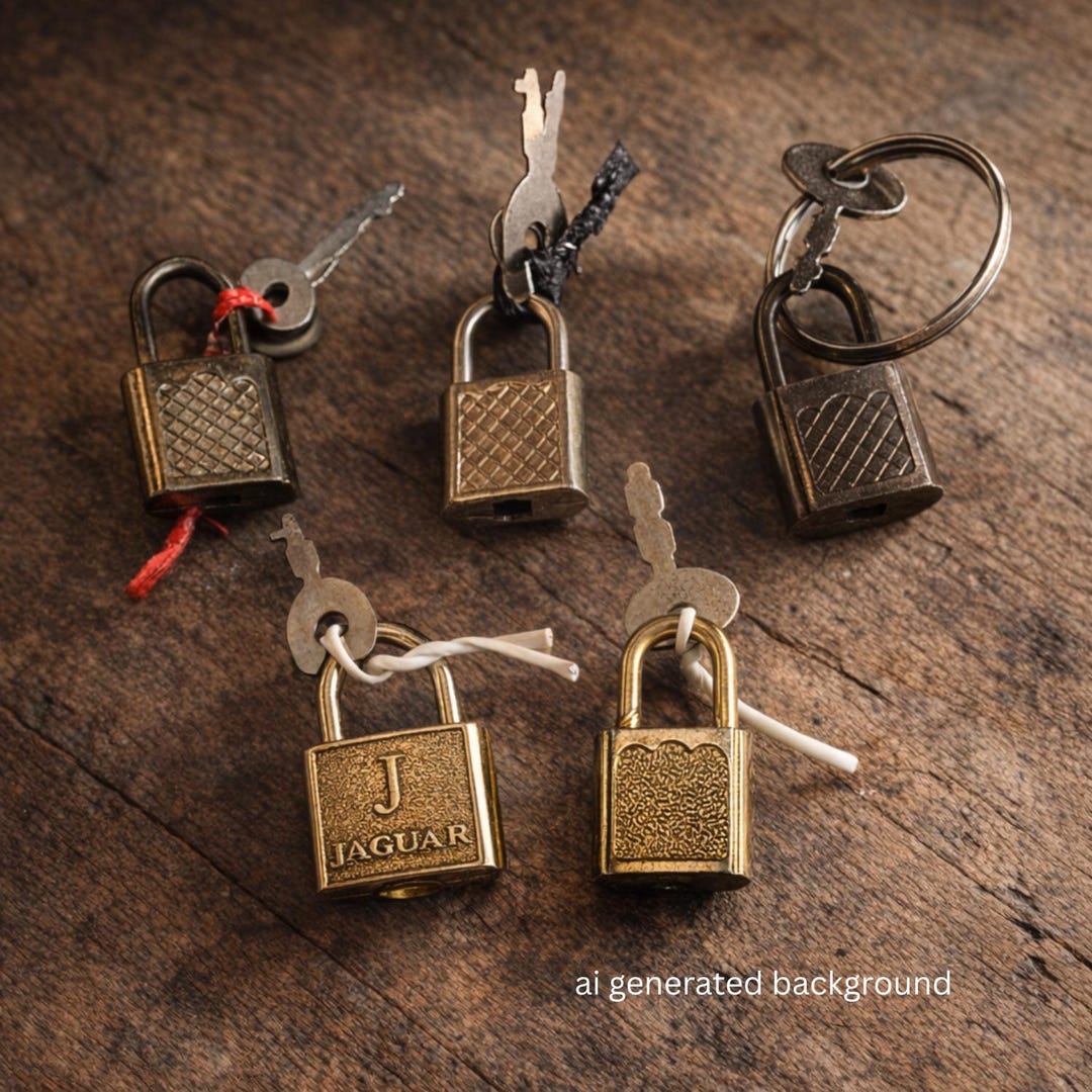 Miniature Vintage Padlocks With Keys – Set of 5 Mixed Designs, Diamond ...