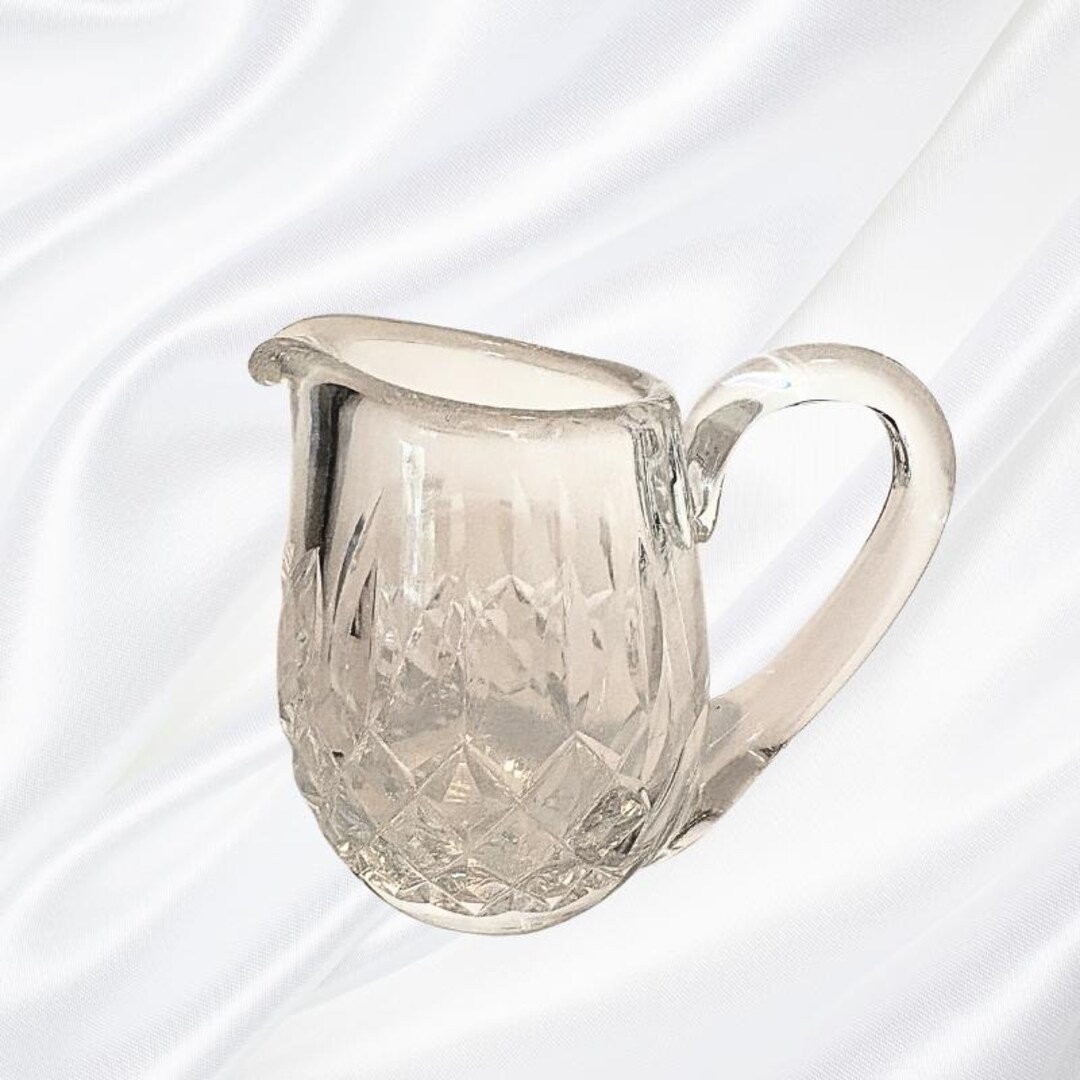 Vintage Crystal Creamer Pitcher • 3 Inch Cut Glass Diamond Pattern ...