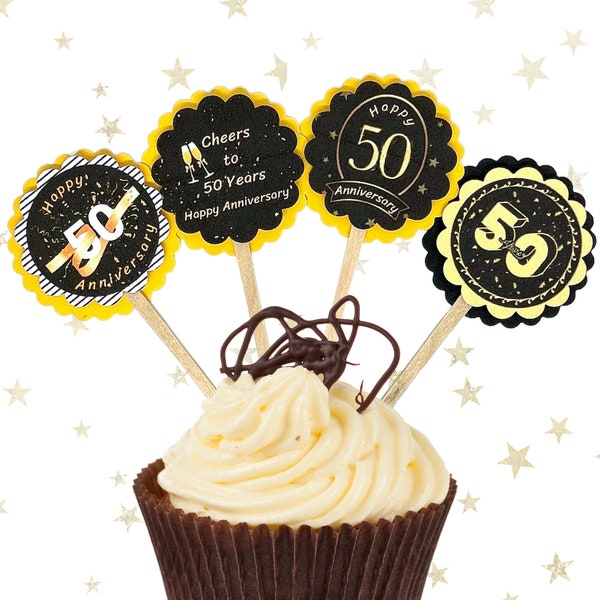 50th Anniversary Cupcake Toppers - Etsy