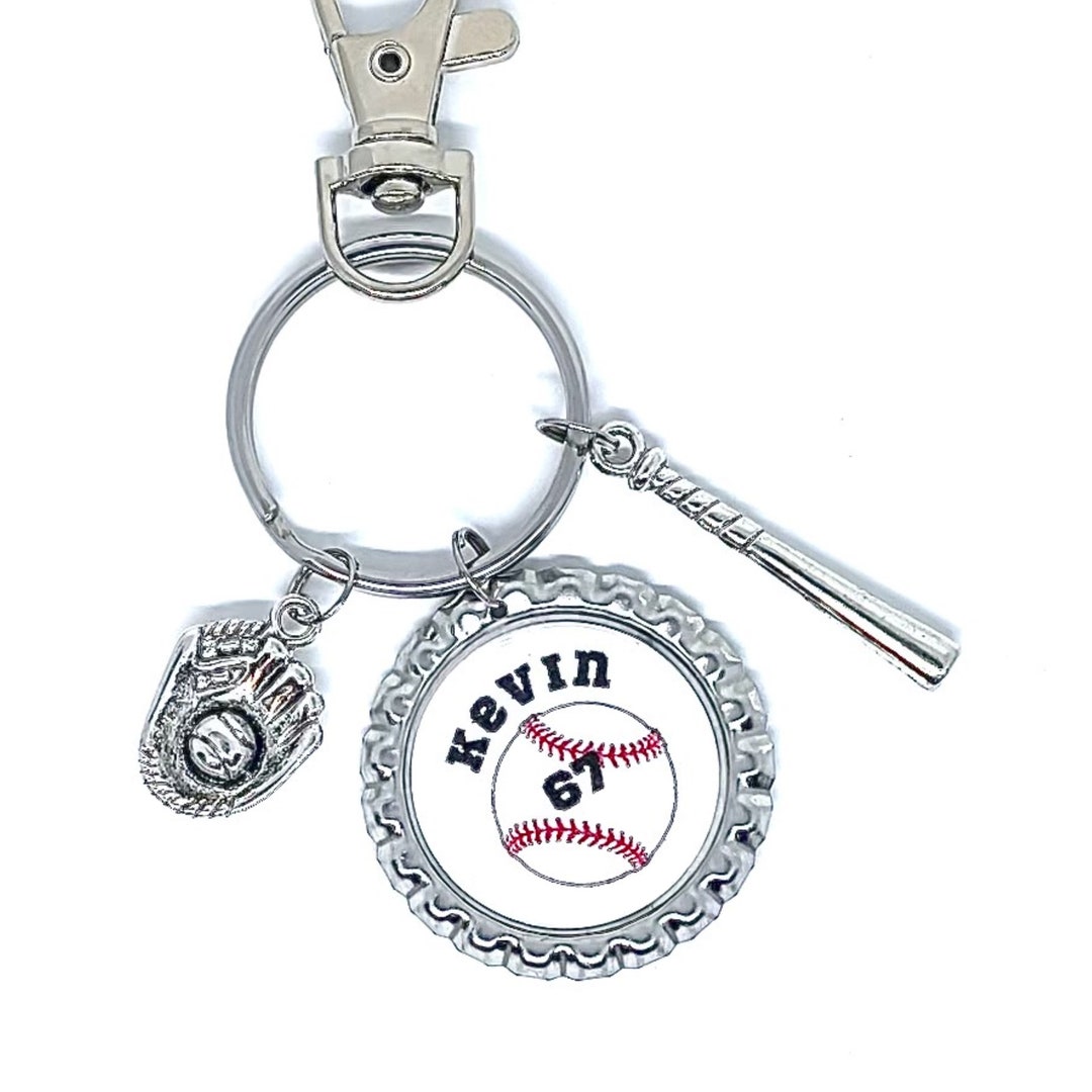 Personalized Baseball Keychain: Custom Softball Keyring With Bat ...