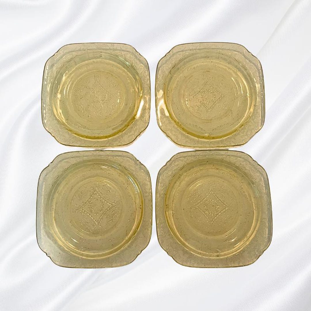 Vintage Amber Depression Glass Plates - Set of 4 Federal Madrid Pattern ...
