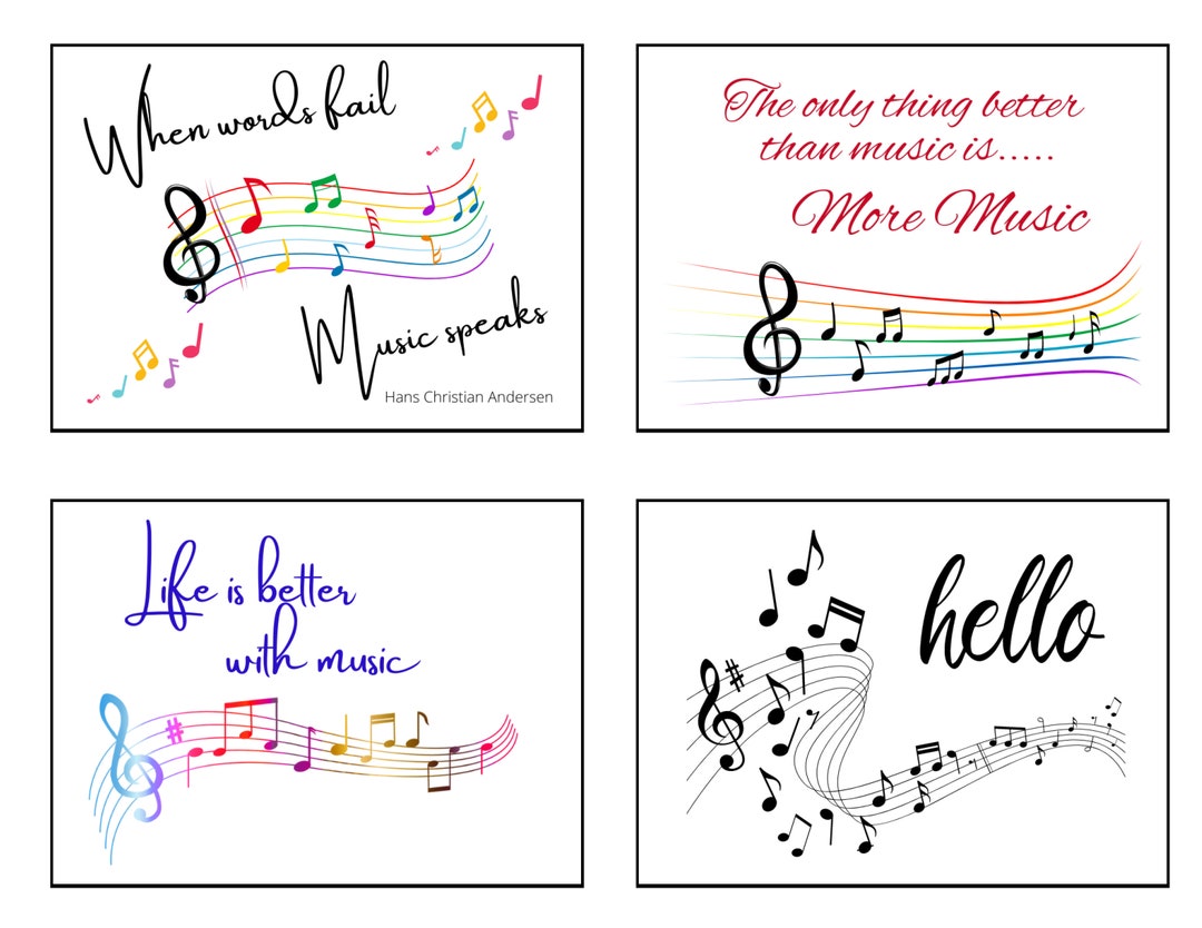 Musical Note Card Set, Blank Music Greeting Cards, Note Card Sets, Gift ...