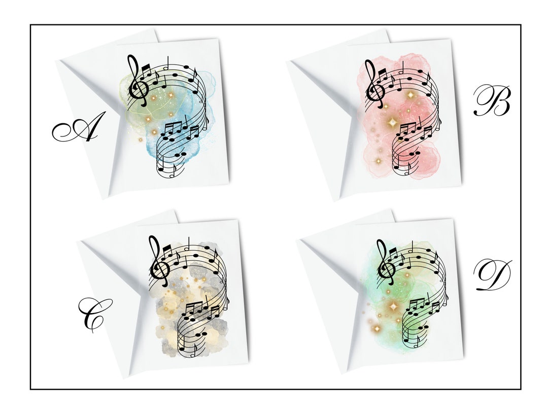 Musical Note Card Set, Blank Music Greeting Cards, Note Card Sets, Gift ...