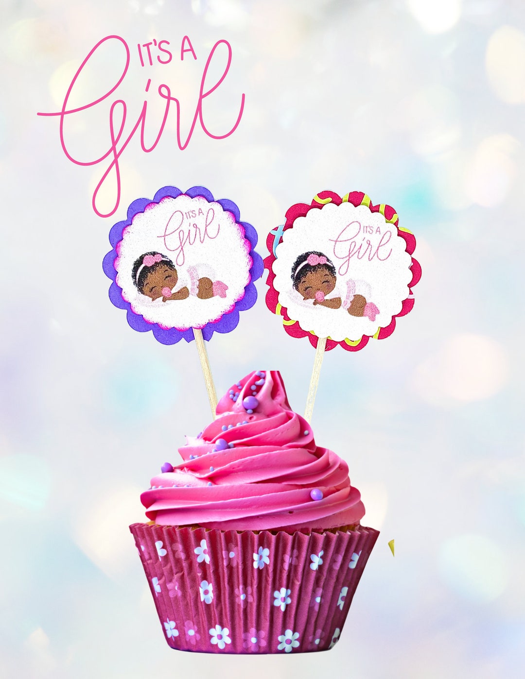Black Baby Cupcake Toppers, Baby Shower Decorations, Party Décor, Food ...