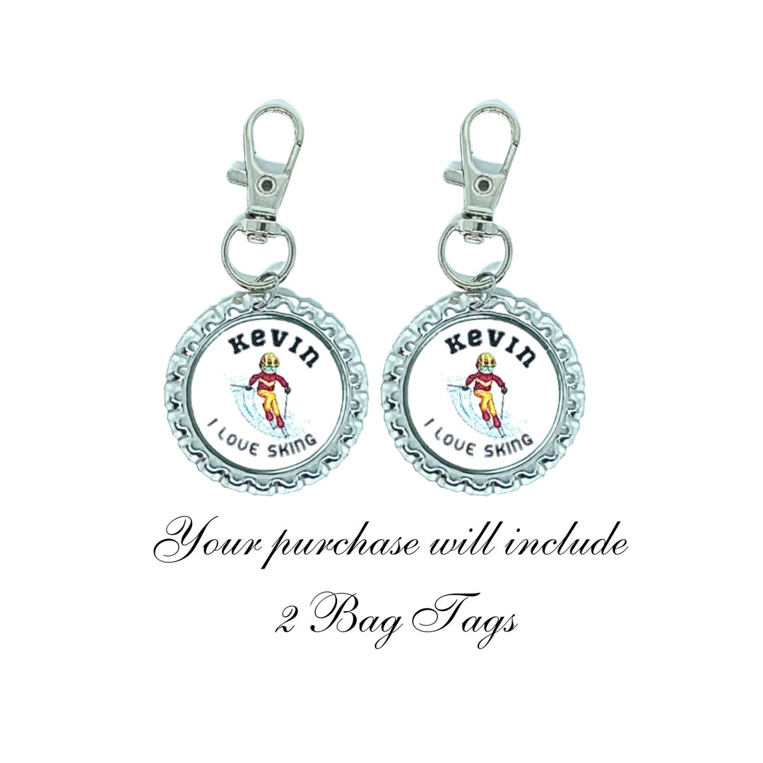 Snow Skiing Bag Tag, Personalized Ski Themed Zipper Pull, Ski Team ...