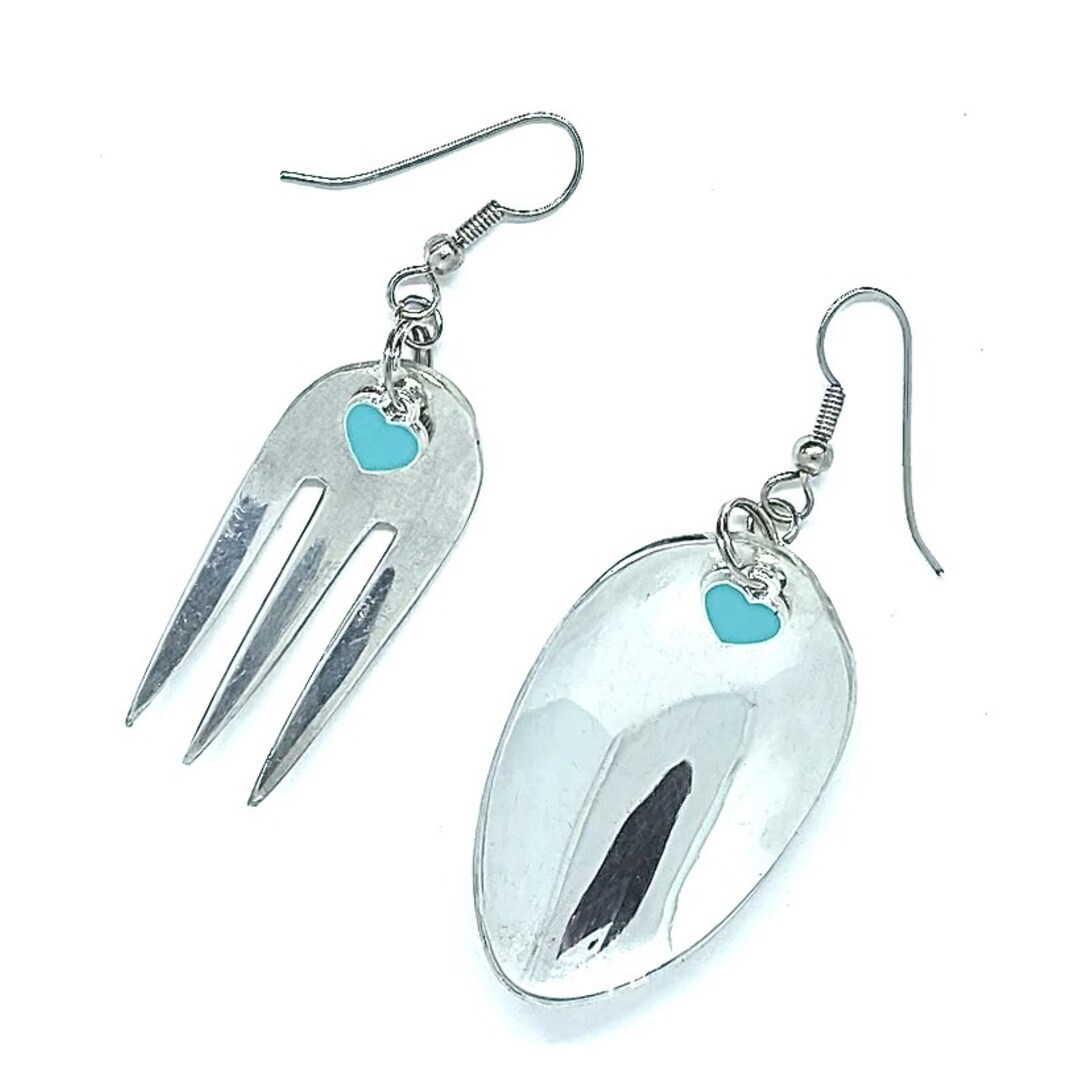 Silver Wear Jewelry, Spoon and Fork Earrings, Birthday Gift for Chef ...