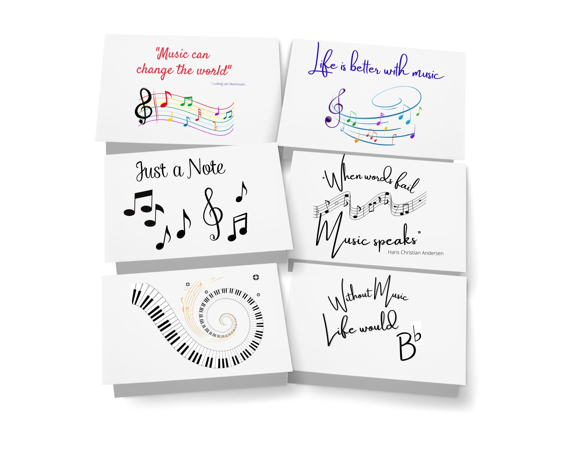 Music Note Card Set: Blank Greeting Cards, Gift for Music Teachers - Etsy
