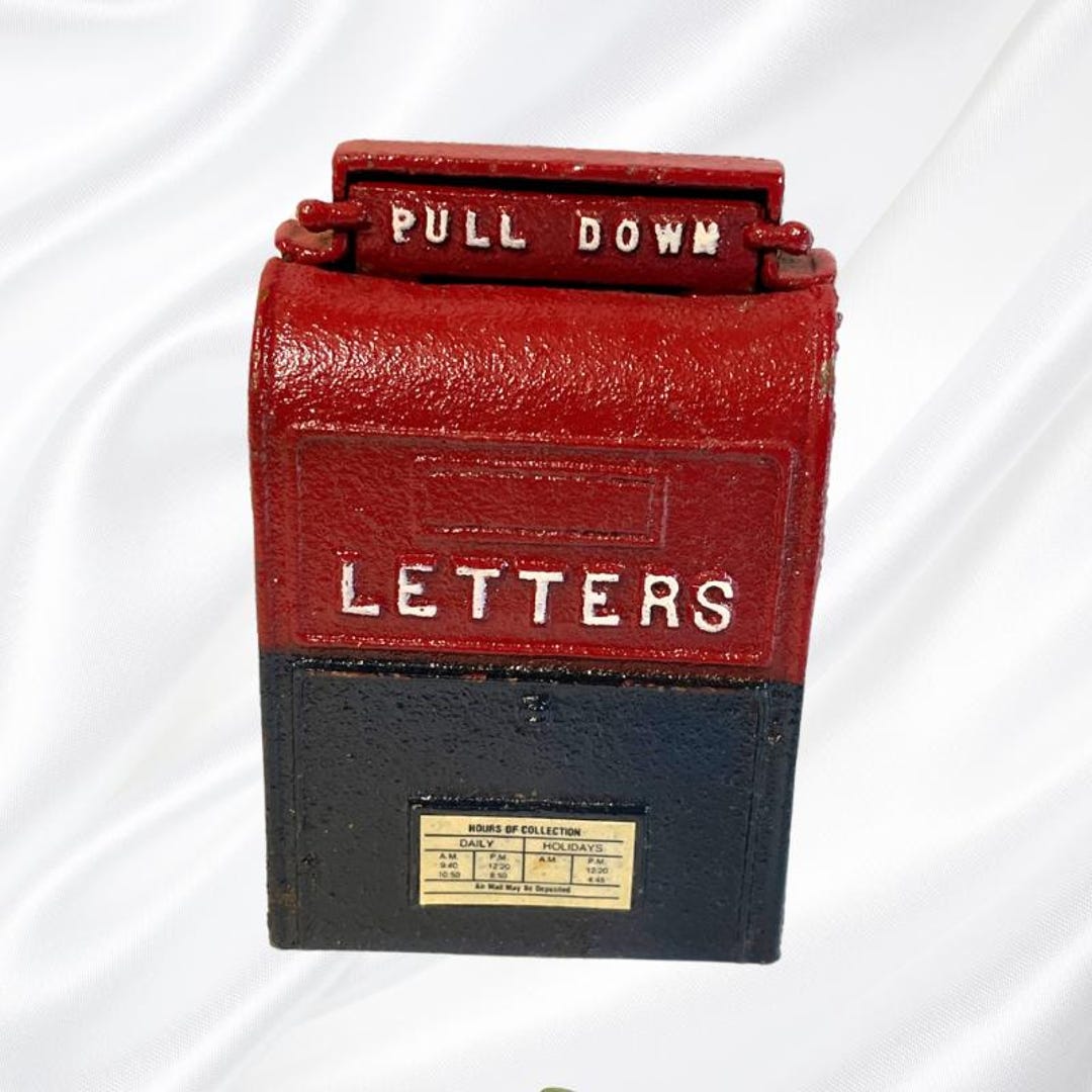 Vintage Cast Iron Mail Box Piggy Bank, Vintage Mailbox Coin Bank, Cast ...