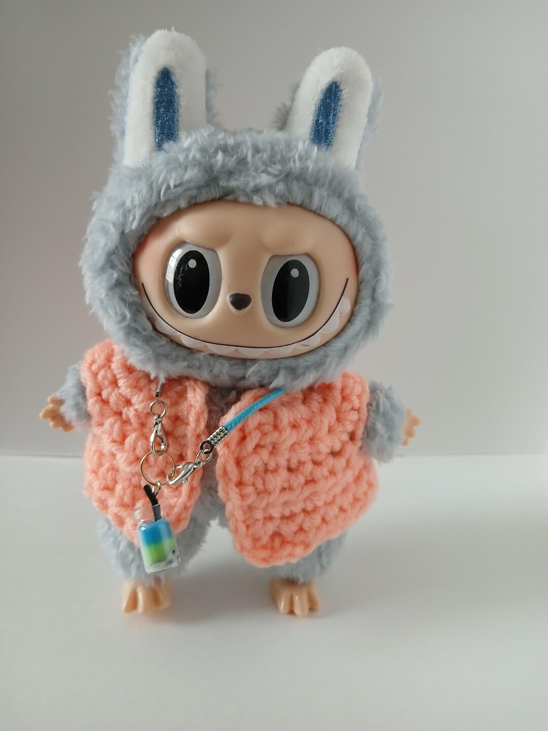 Cute Peach Colored Handmade Crochet Jacket for Labubu With Crossbody ...
