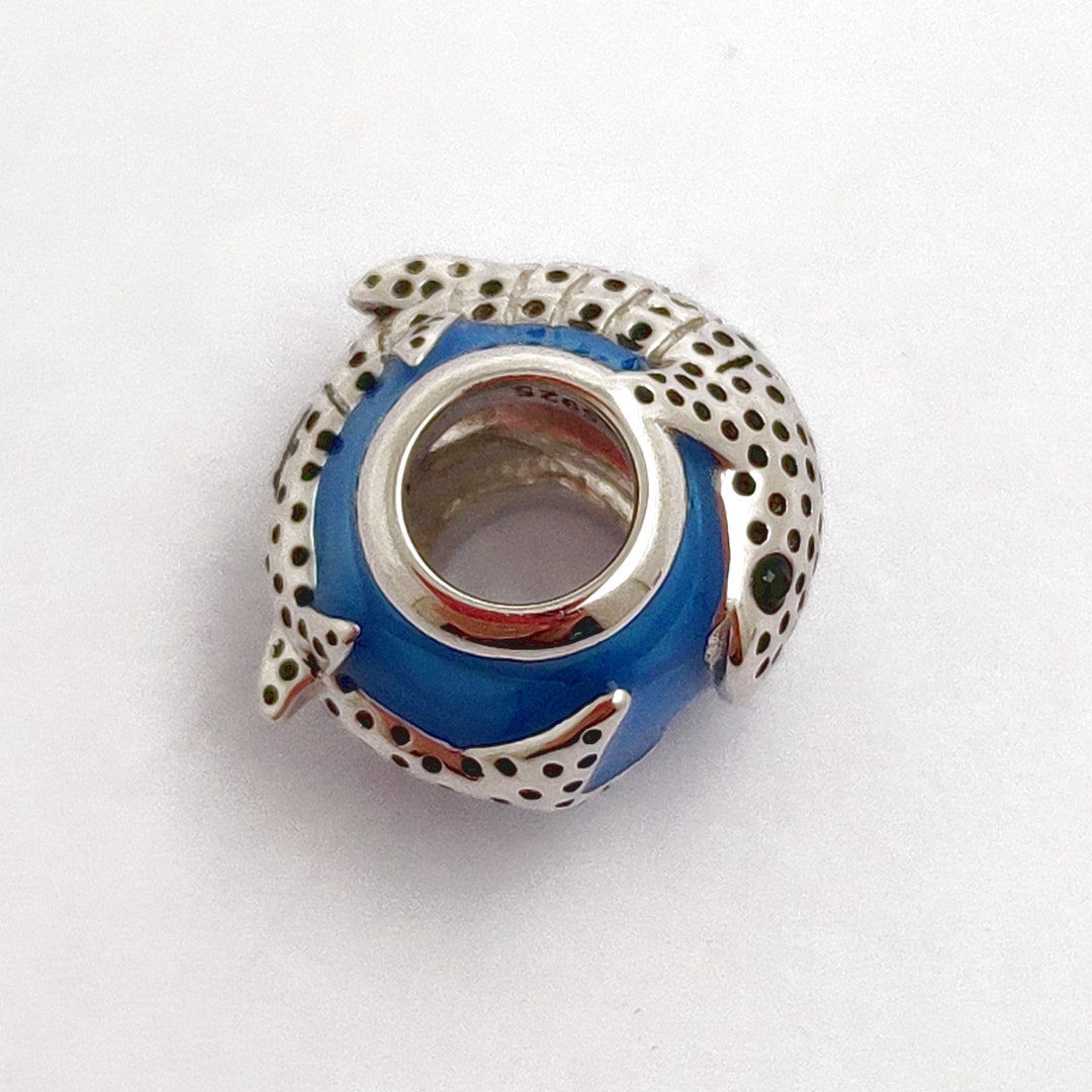 Sterling Silver Whale Shark Charm With Enamel & Swarovski Crystals ...