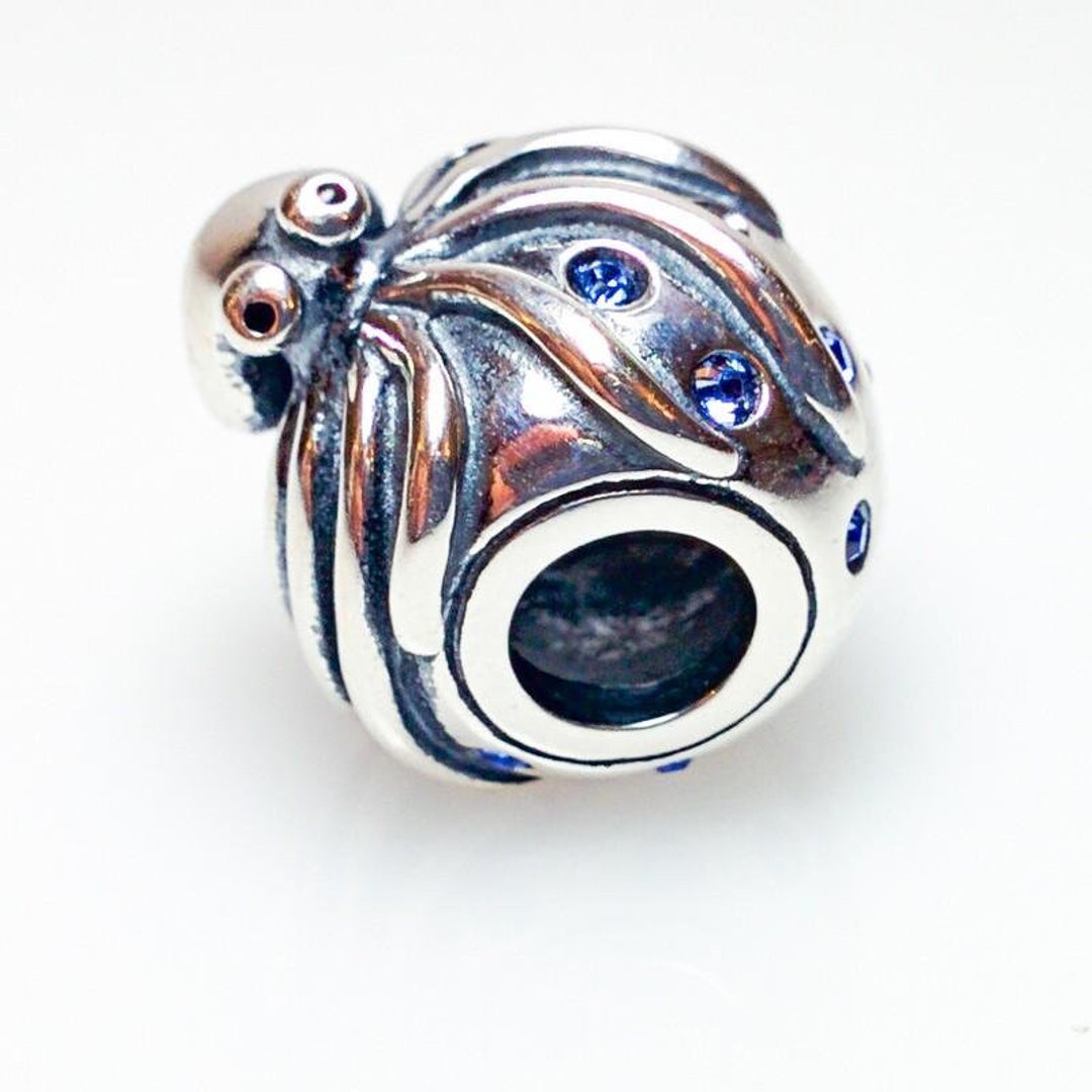 Silver Octopus Bead, Sterling Silver Octopus Bead With Swarovsky ...