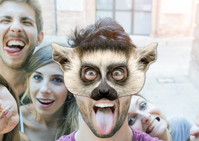 Lemur Printable Mask, Ring-tailed Lemur, Photo-real Lemur Mask ...