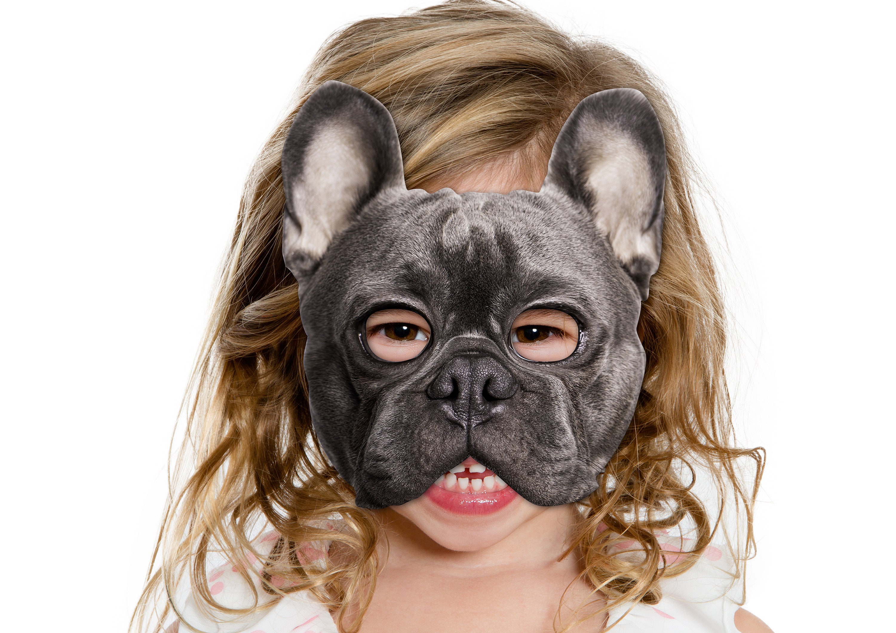 Blue French Bulldog Printable Mask Gray Photo-real Dog Mask - Etsy