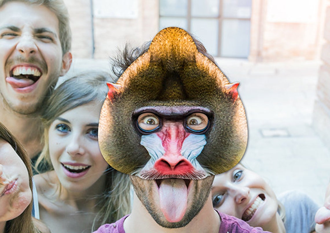 Rafiki Printable Mask Mandrill Rafiki Photo-real Rafiki - Etsy Australia
