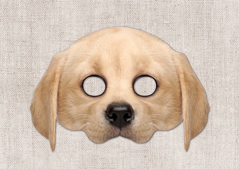Yellow Lab Puppy Printable Mask, Dog, Labrador, Photo-real Dog Mask ...