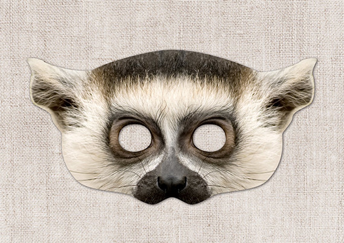Lemur Printable Mask, Ring-tailed Lemur, Photo-real Lemur Mask ...
