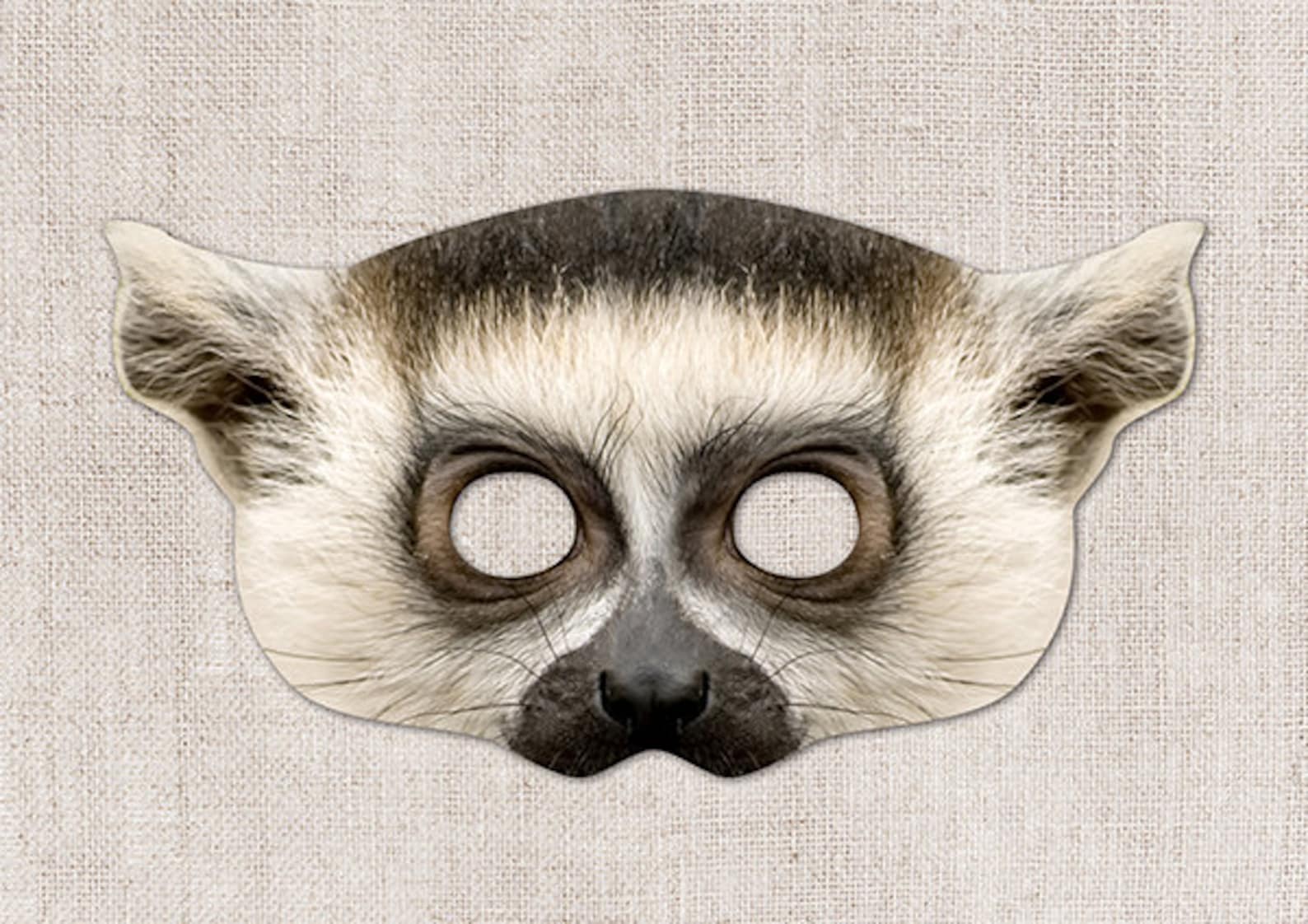 Lemur Printable Mask, Ring-tailed Lemur, Photo-real Lemur Mask ...