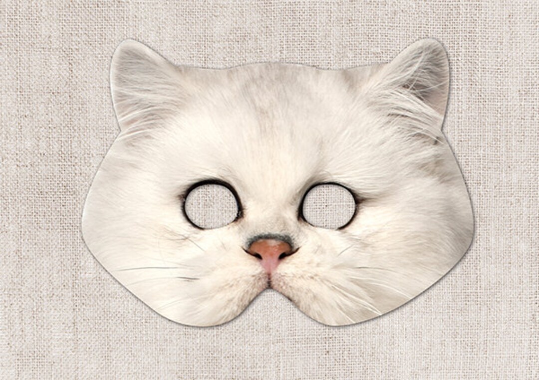 White Persian Cat Printable Mask, Photo-real Cat Mask, Printable ...