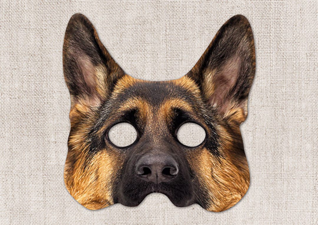 German Shepherd Printable Mask, Dog, Photo-real Dog Mask, Halloween ...
