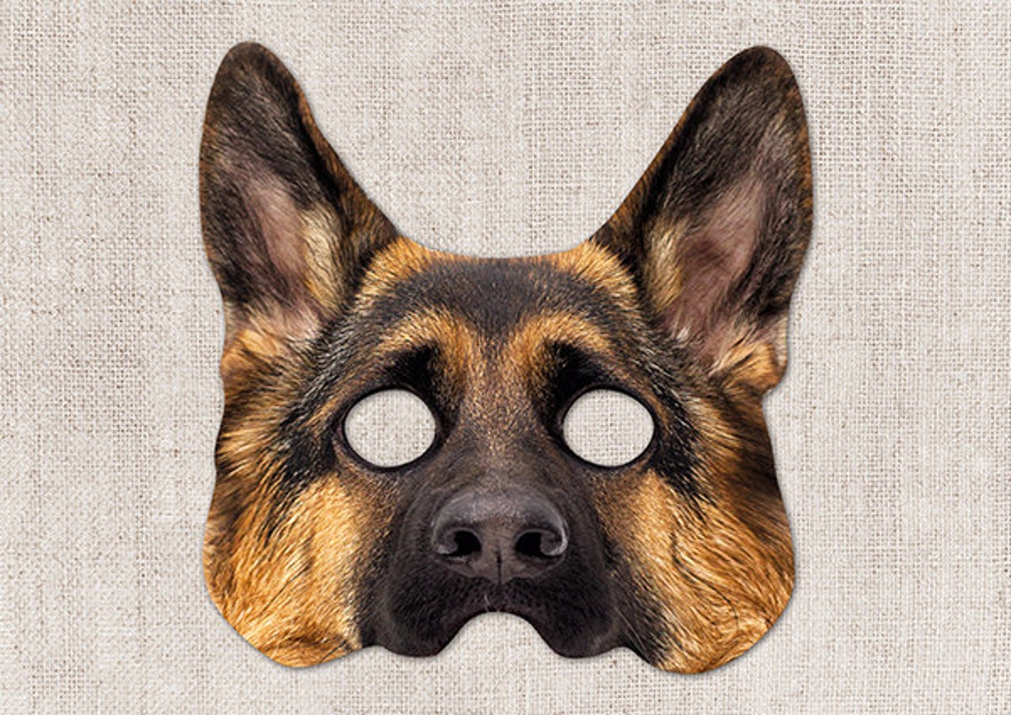 German Shepherd Printable Mask, Dog, Photo-real Dog Mask, Halloween ...