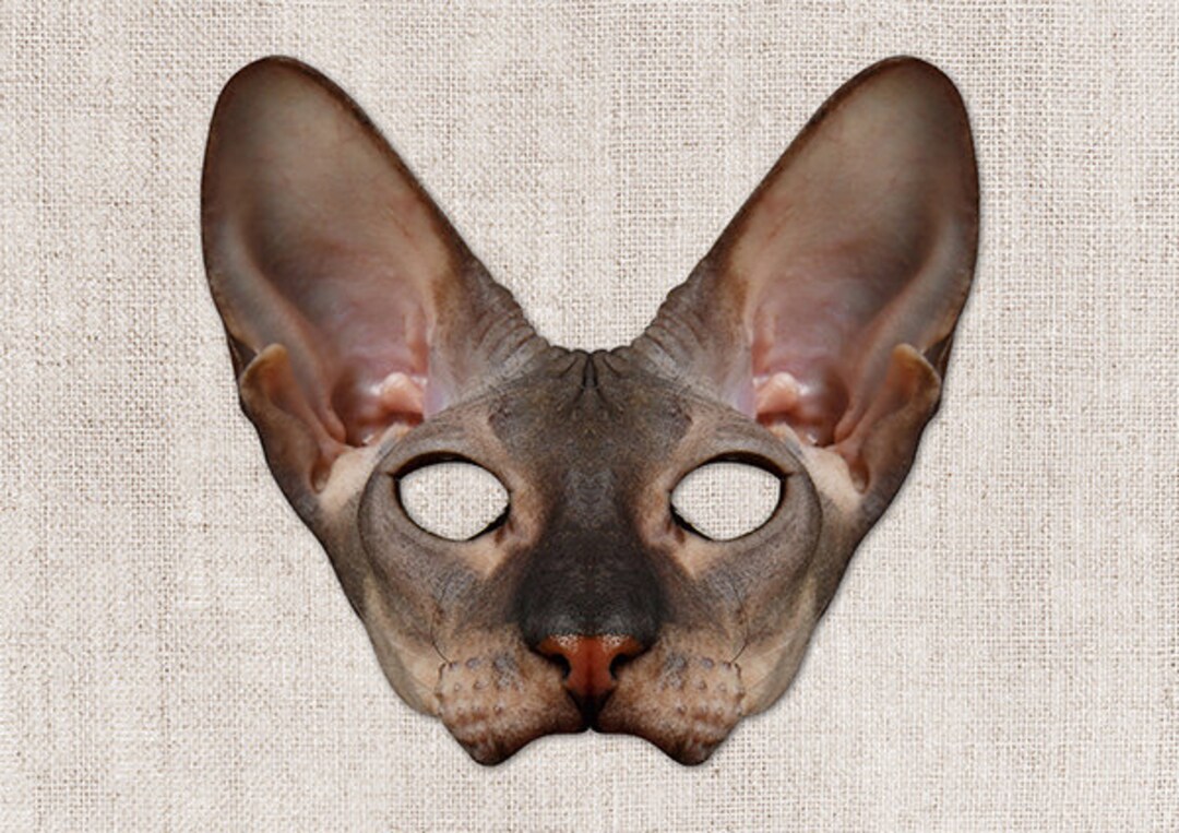 Peterbald Hairless Cat Printable Mask, Cat, Halloween Mask, Printable ...