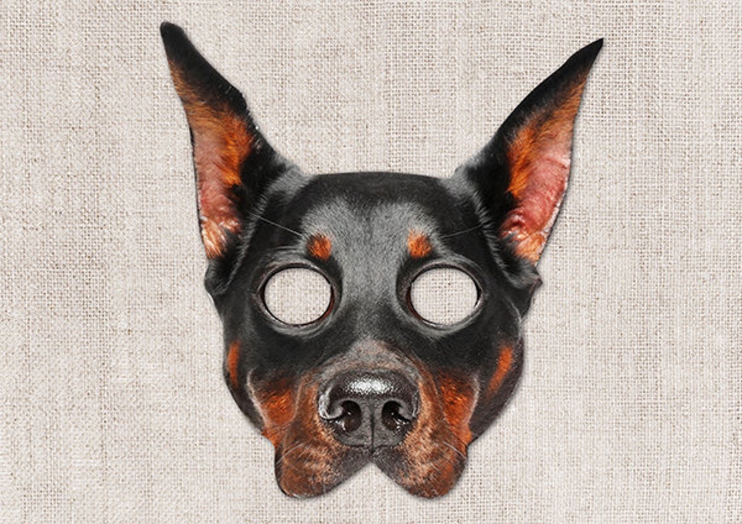 Doberman Printable Mask, Dog, Photo-real Dog Mask, Halloween Mask ...
