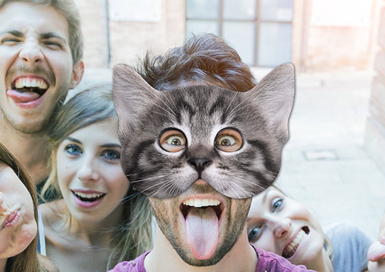 Domestic Gray Taby Cat Printable Mask, Cat Mask, Printable Halloween ...