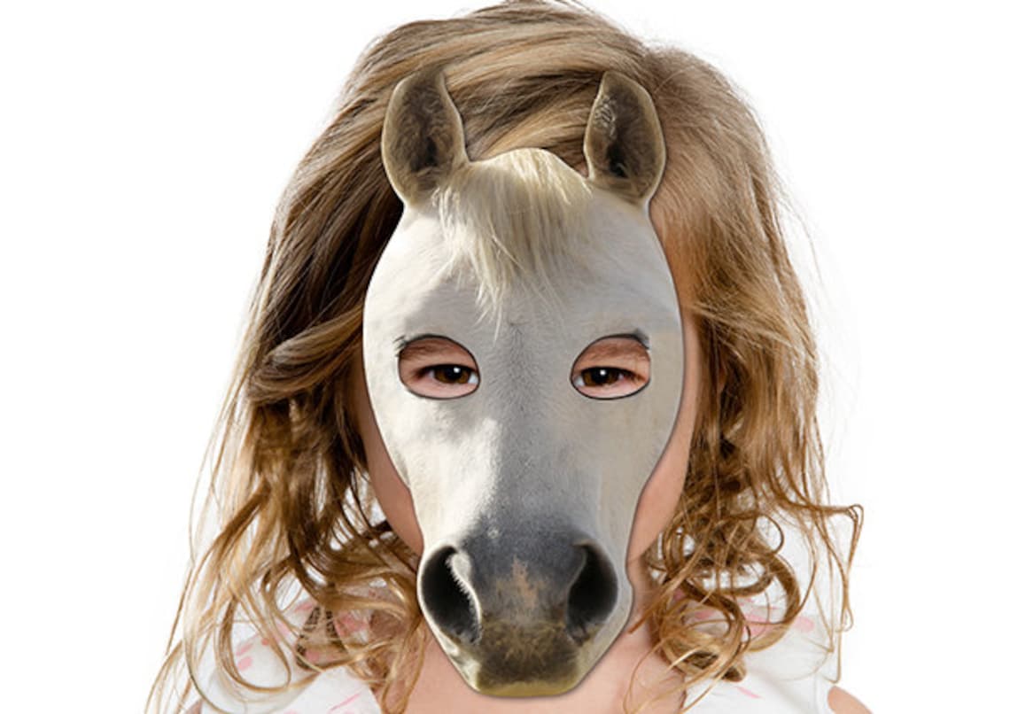 White Horse Printable Mask, Photo-real Horse Mask, Printable Halloween ...