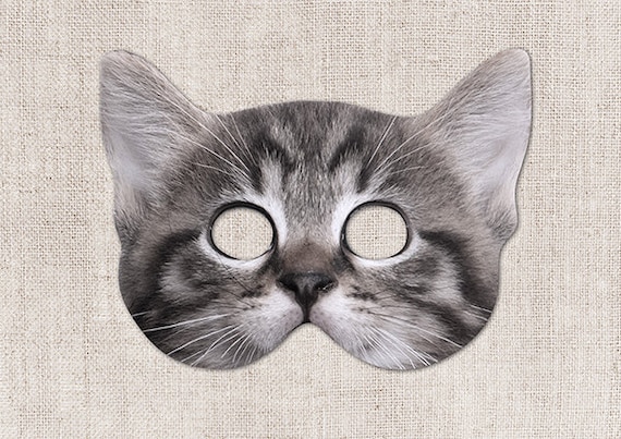 Domestic Gray Taby Cat Printable Mask Cat Mask Printable - Etsy