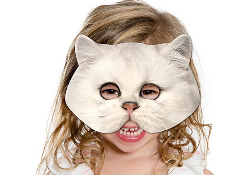 White Persian Cat Printable Mask, Photo-real Cat Mask, Printable ...