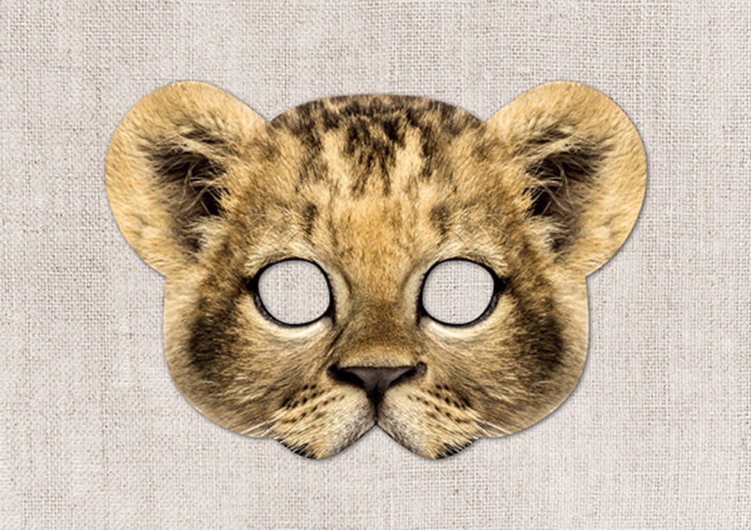Lion Cub Printable Mask, Lion Cub, Photo-real Lion Cub Mask, Halloween ...