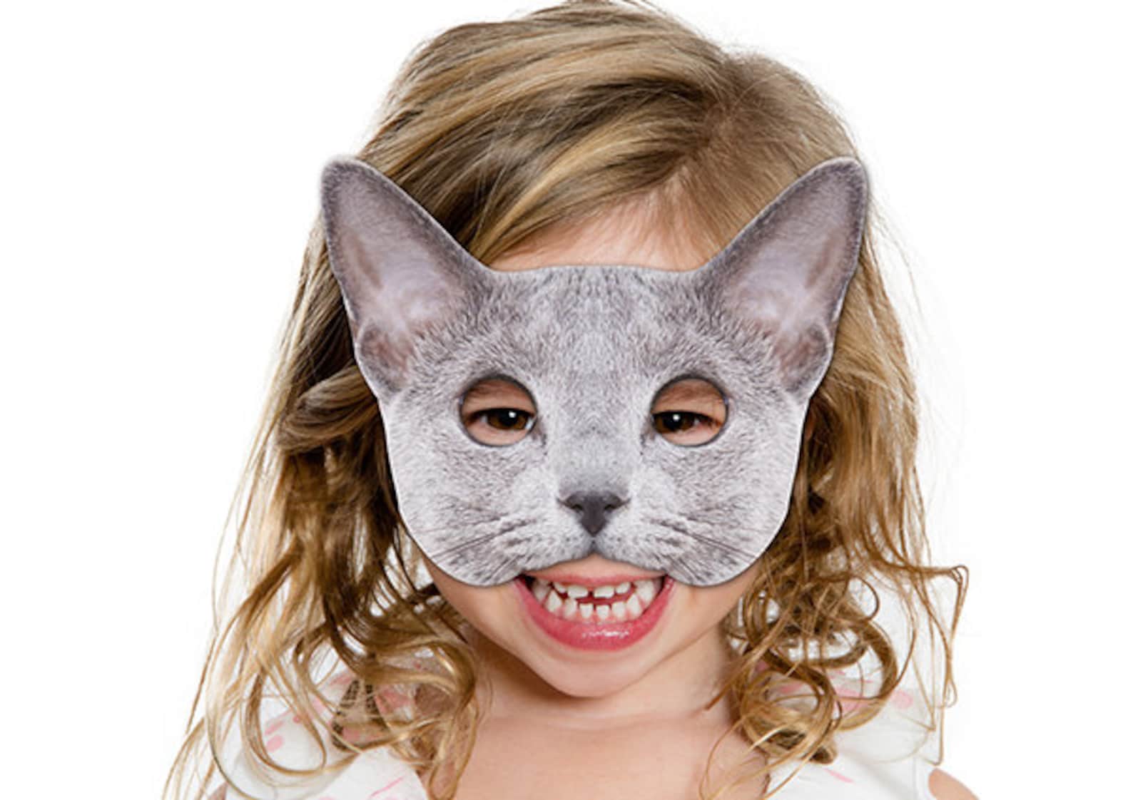 Russian Blue Cat Printable Mask, Cat, Photo-real Cat Mask, Printable ...