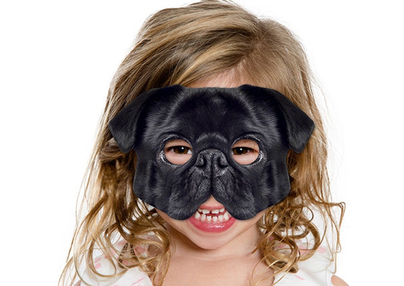 Black Pug Printable Mask Dog Pug Photo-real Dog Mask - Etsy