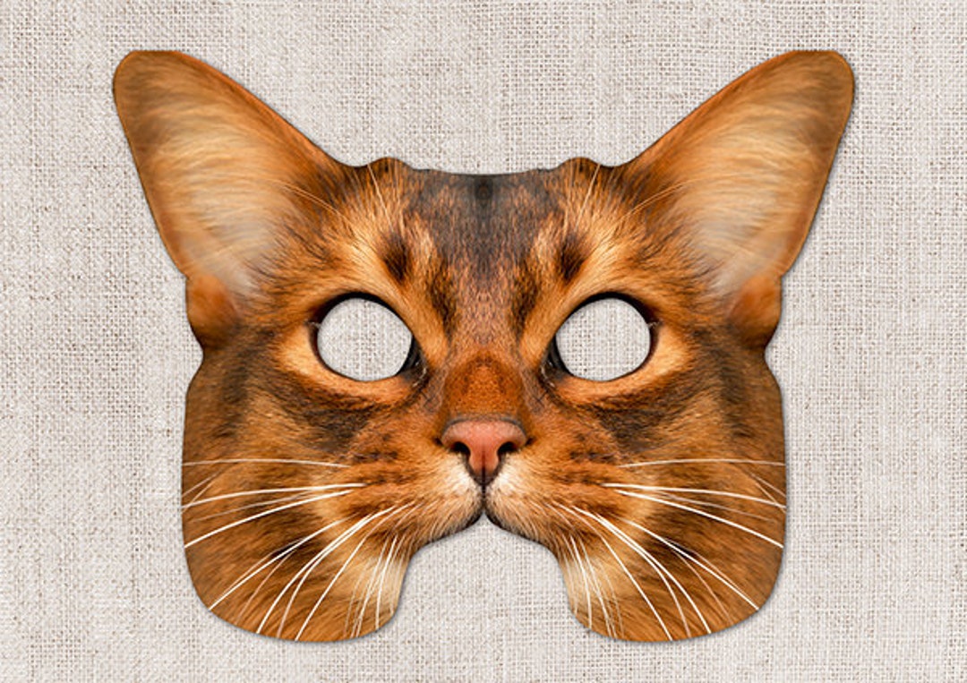 Somali Cat Printable Mask, Cat, Photo-real Cat Mask, Halloween Mask ...