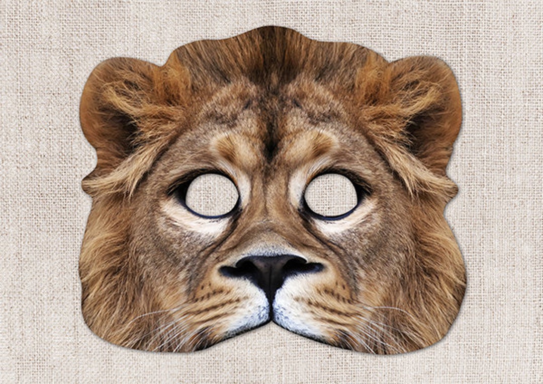 Lion Printable Mask, Lion, King, Photo-real Lion Mask, Halloween Mask ...