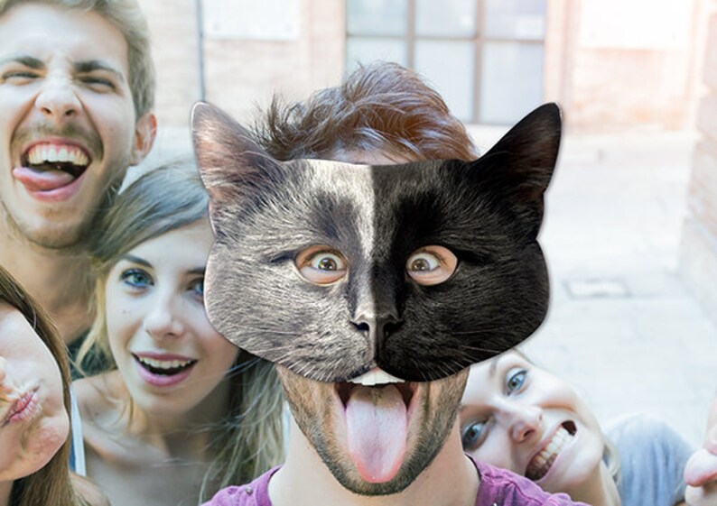 Two Face Cat Printable Mask, Cat, Photo-real Cat Mask, Printable ...